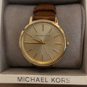 Michael Kors | Accessories | New With Tags Mk Jaryn Gold Brow Leather ...